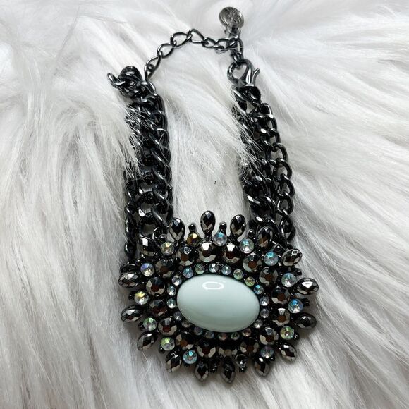 Jewelry | Chain Link Rhinestonefashion Statement Bracelet Gun Metal ...